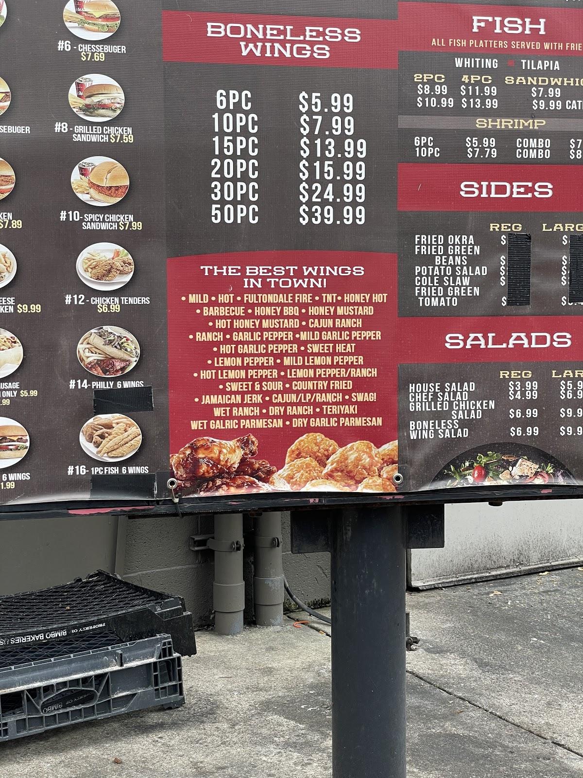 Menu at J Wings restaurant, Fultondale