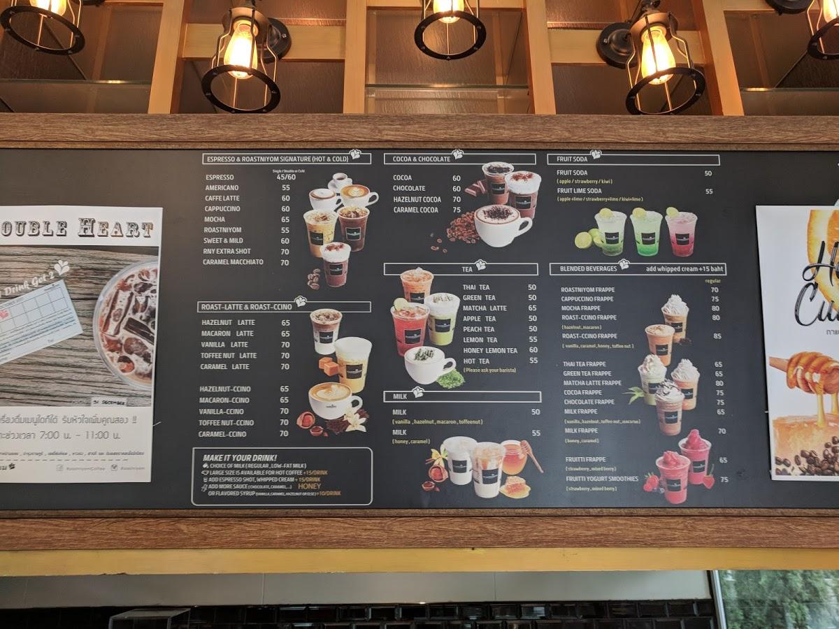 Carta del café Roastniyom Coffee - The Astra Condo, Chiang Mai, QXHX+ ...