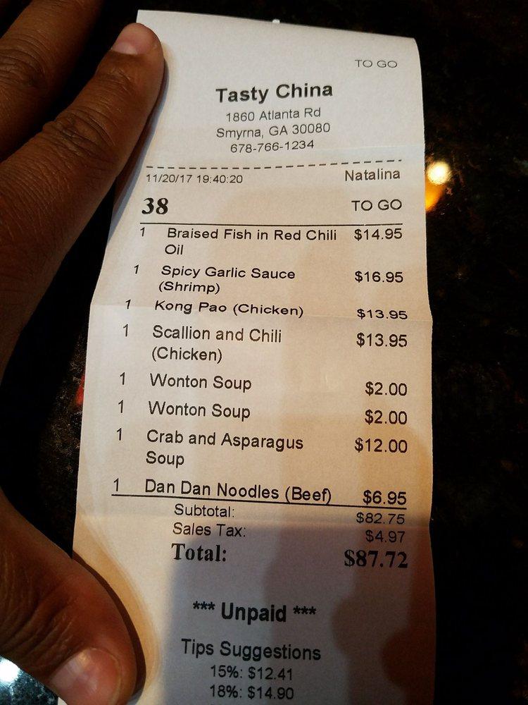 Menu at Tasty China (Smyrna) restaurant, Smyrna