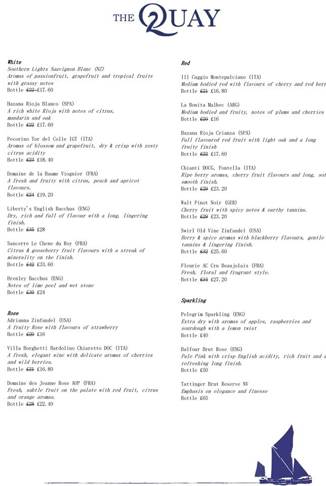 Menu at The Quay pub & bar, Faversham
