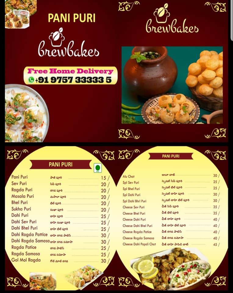 Menu at Brewbakes, Palakollu