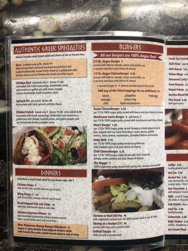 Menu at Plato's Coney Island restaurant, Canton