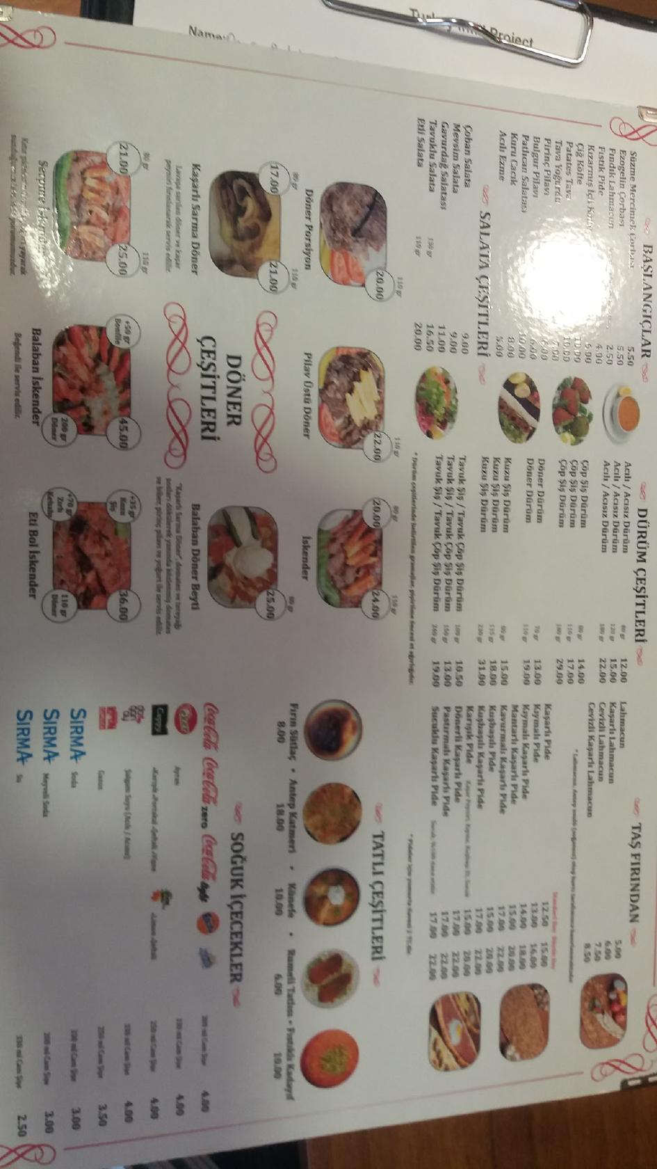 Menu at Balaban Restaurant - Vedat Usta ' nın Yeri, Istanbul, Vizyon Sitesi