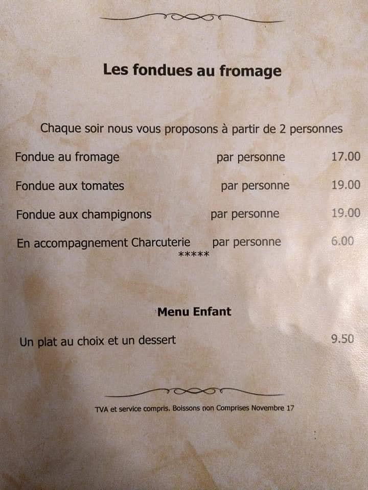 Menu au Restaurant Du Palais, Belfort