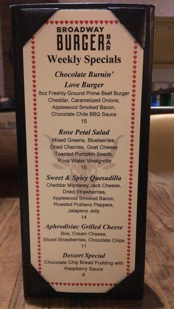 Menu at Broadway Burger Bar, Atlantic City, Pacific Ave