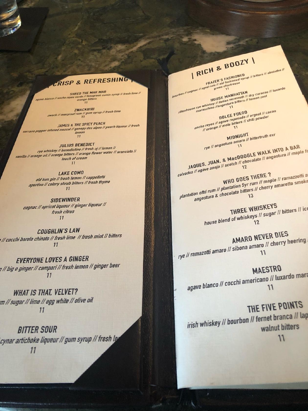 Menu at Frazer's Restaurant & Lounge, St. Louis