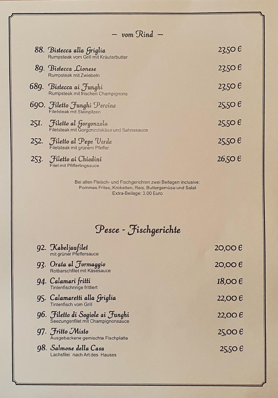 Speisekarte von Isola Bella - Pizzeria, Kirchhundem