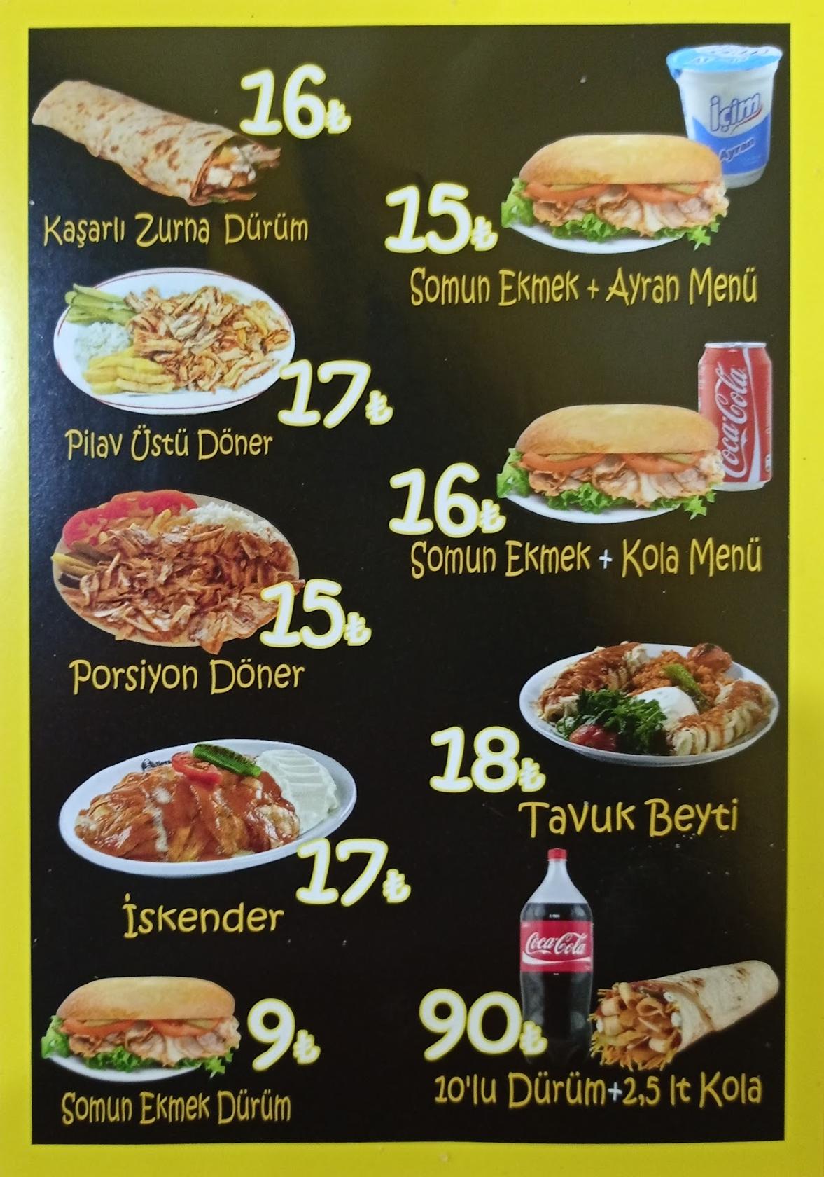 Menu at Kümes Chicken, Kars