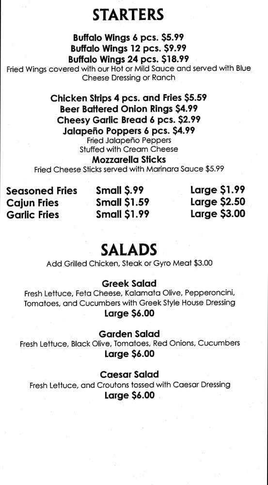 Menu at Milo's Greek Food restaurant, Rocklin