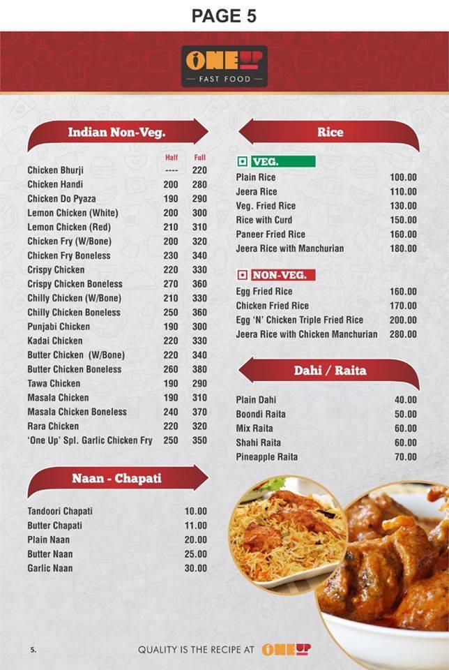 Menu at One Up Fast Food & Restaurant, Garhshankar