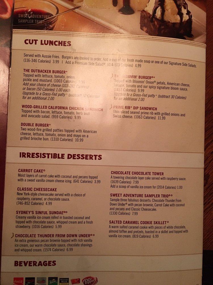 Carta de Outback Steakhouse, Garden Grove, Harbor Blvd