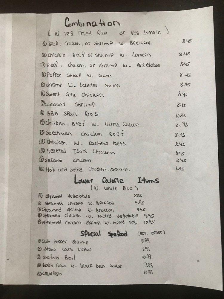 Menu at Panasian Buffet restaurant, Philadelphia