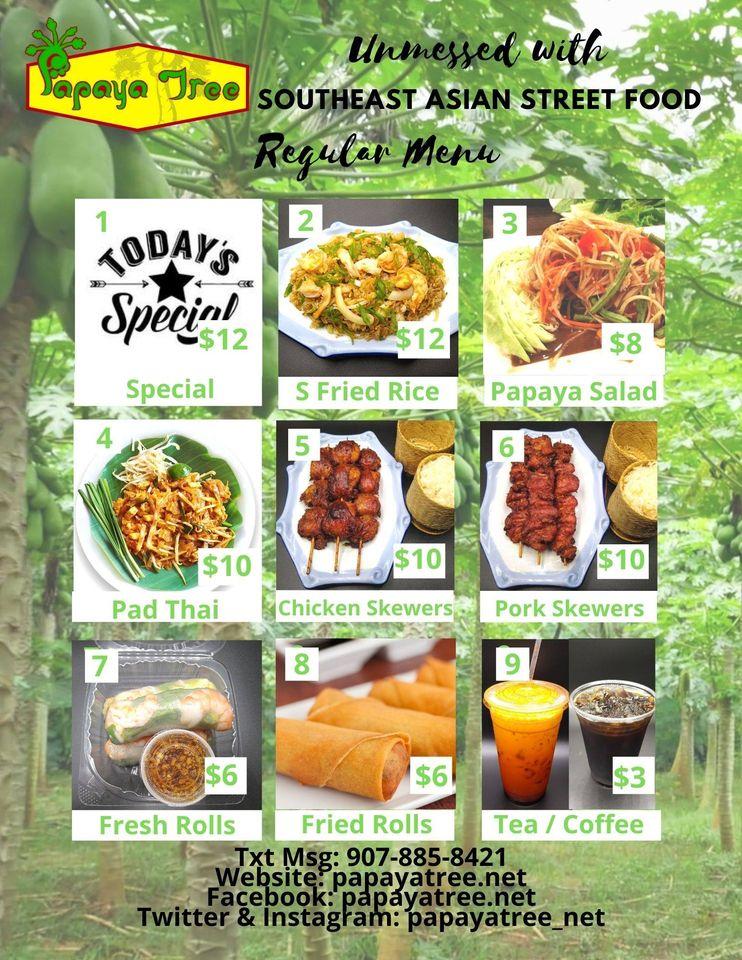 Menu at Papaya Tree, Anchorage, 900 East Benson Boulevard