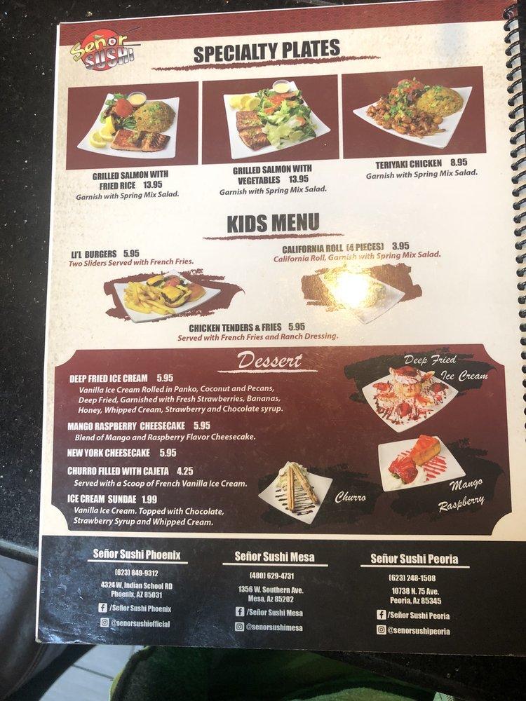 Menu at Señor Sushi Mesa restaurant, Mesa