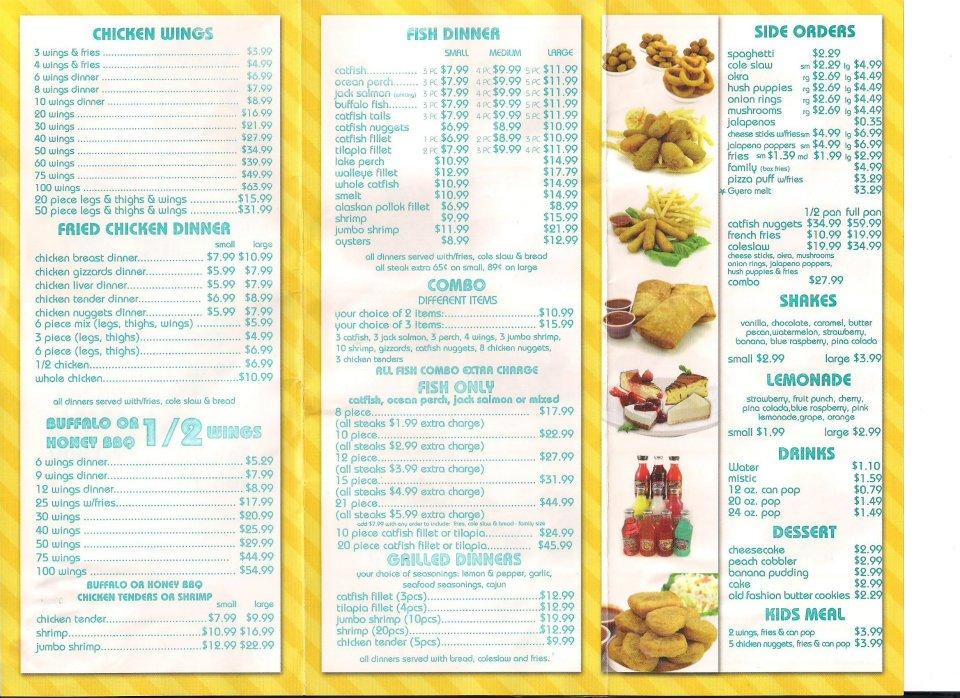 Menu at Shark's Fish & Chicken restaurant, Harvey, 159 W 159th St