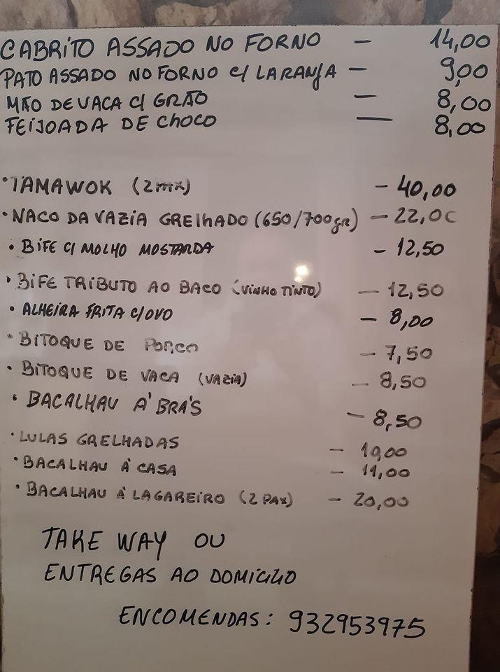 Menu em Taberna do Baco restaurante, Ourém, R. do Mergulhão 130