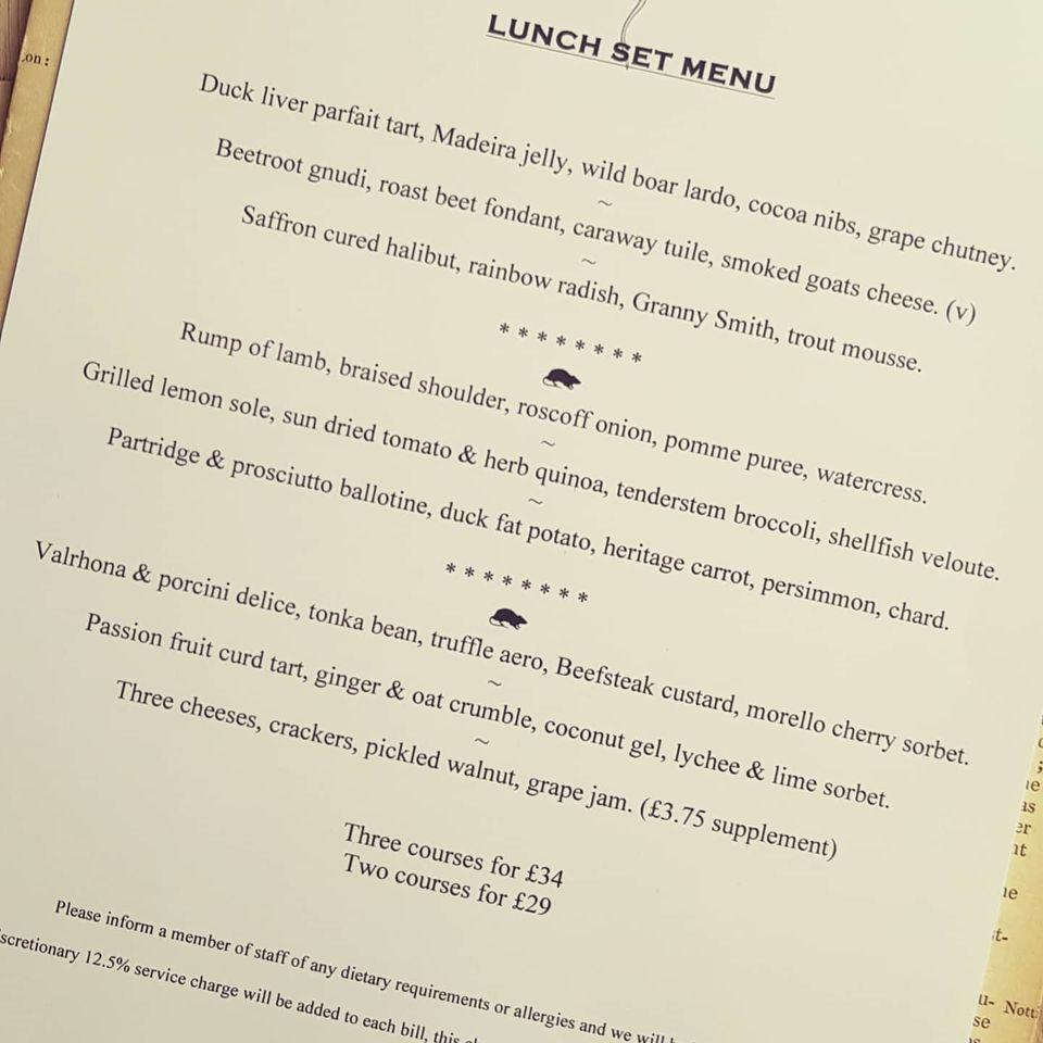 Menu at The Black Rat Restaurant, Winchester