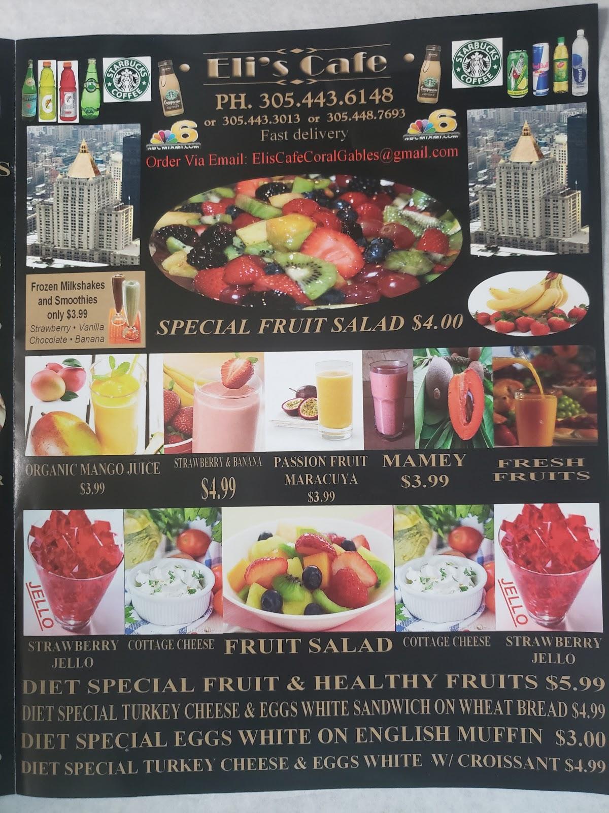 Menu at Eli's Cafe, Miami, S Le Jeune Rd