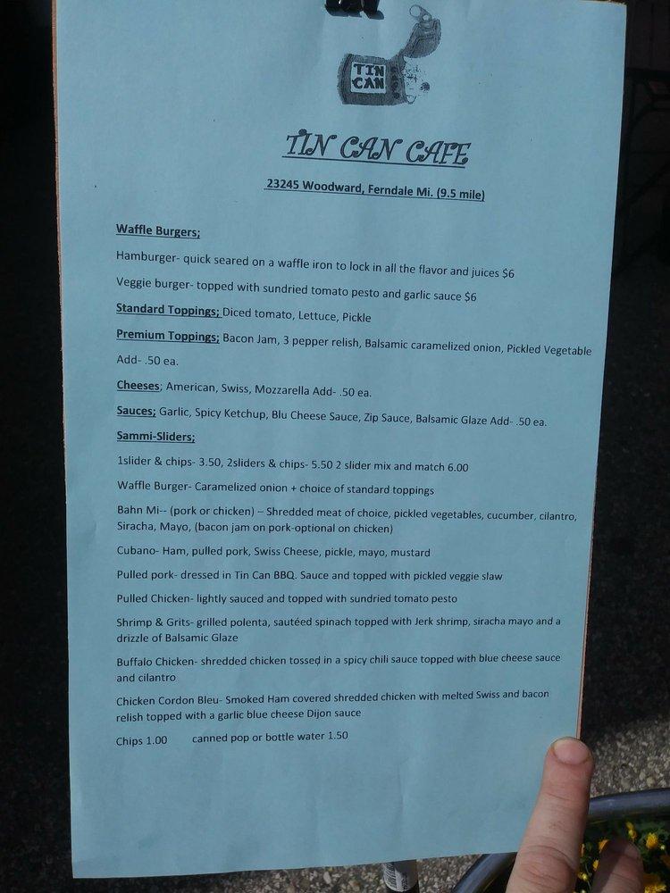 Menu at Tin Can Cafe, Ferndale