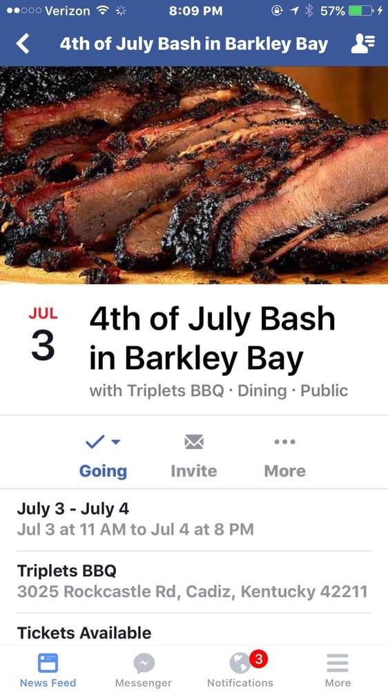 Menu at Triplets BBQ, Cadiz