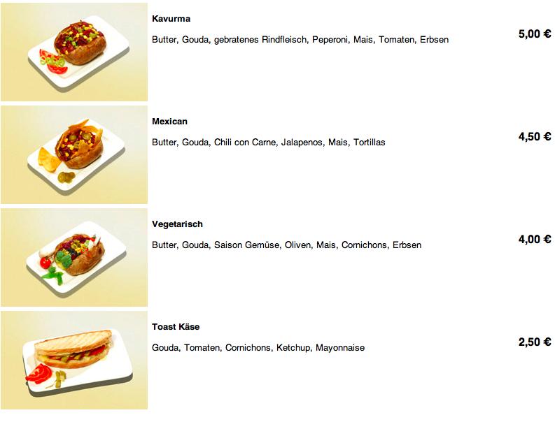 Menu at Vielfalt restaurant, Aachen