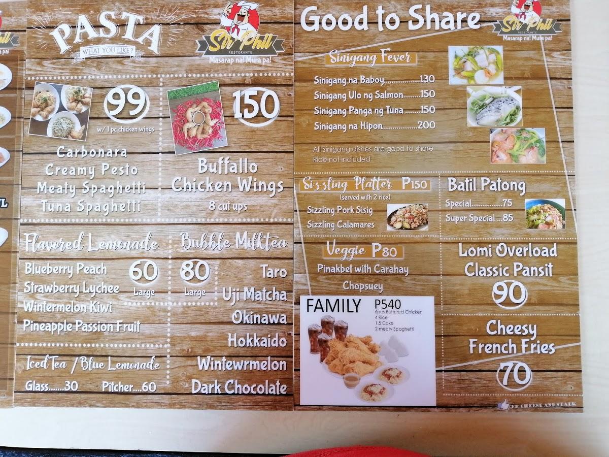 Menu at sir phil restorante restaurant, Pamplona