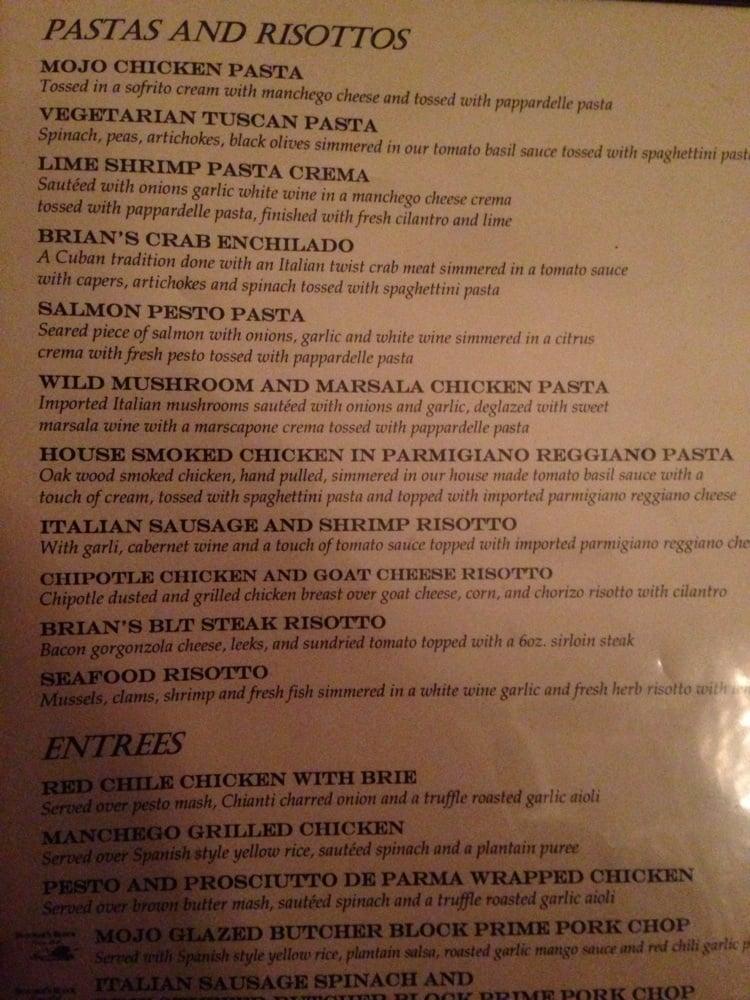 Menu at Brian's Place restaurant, Hernando Beach