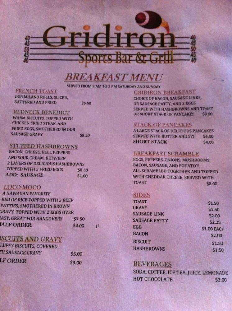 Menu at Gridiron Sports Bar & Grill, Harrisburg