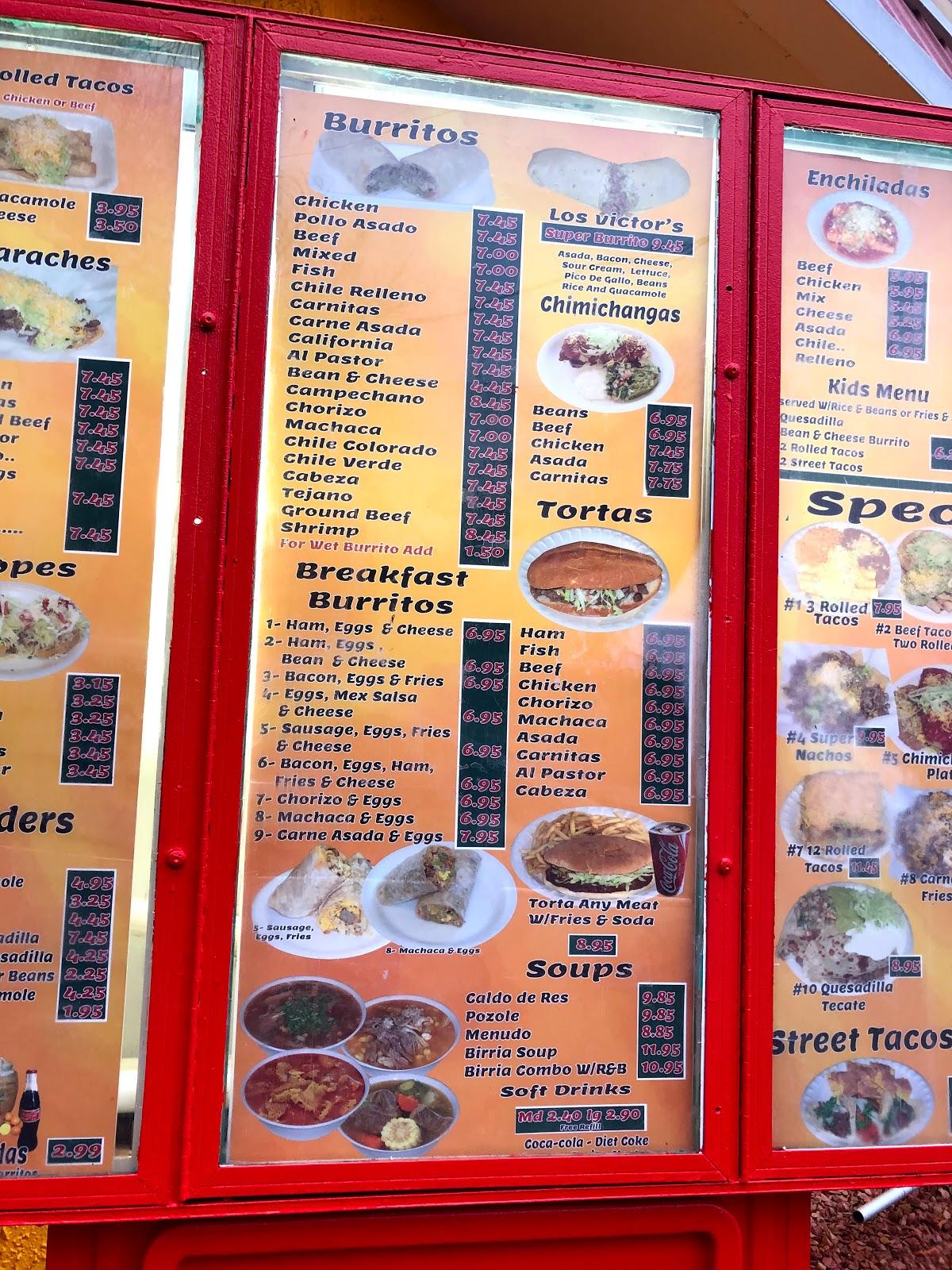 Меню ресторана Los victor's Mexican food California Style, Силвер-Сити