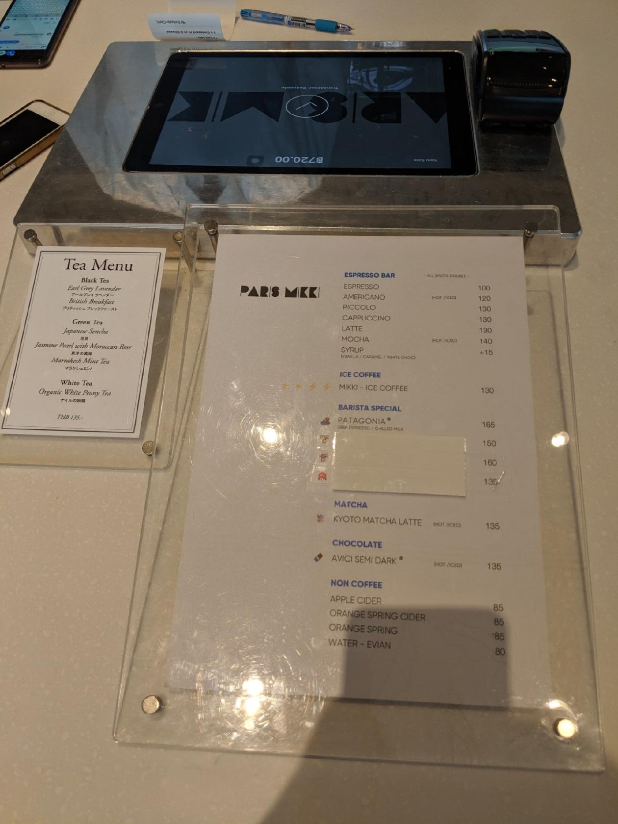 Menu at Paris Mikki cafe, Bangkok, Phloen Chit Rd