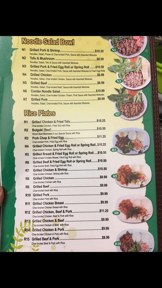 Menu at Pho Ever Vietnamese Cuisine restaurant, Longview