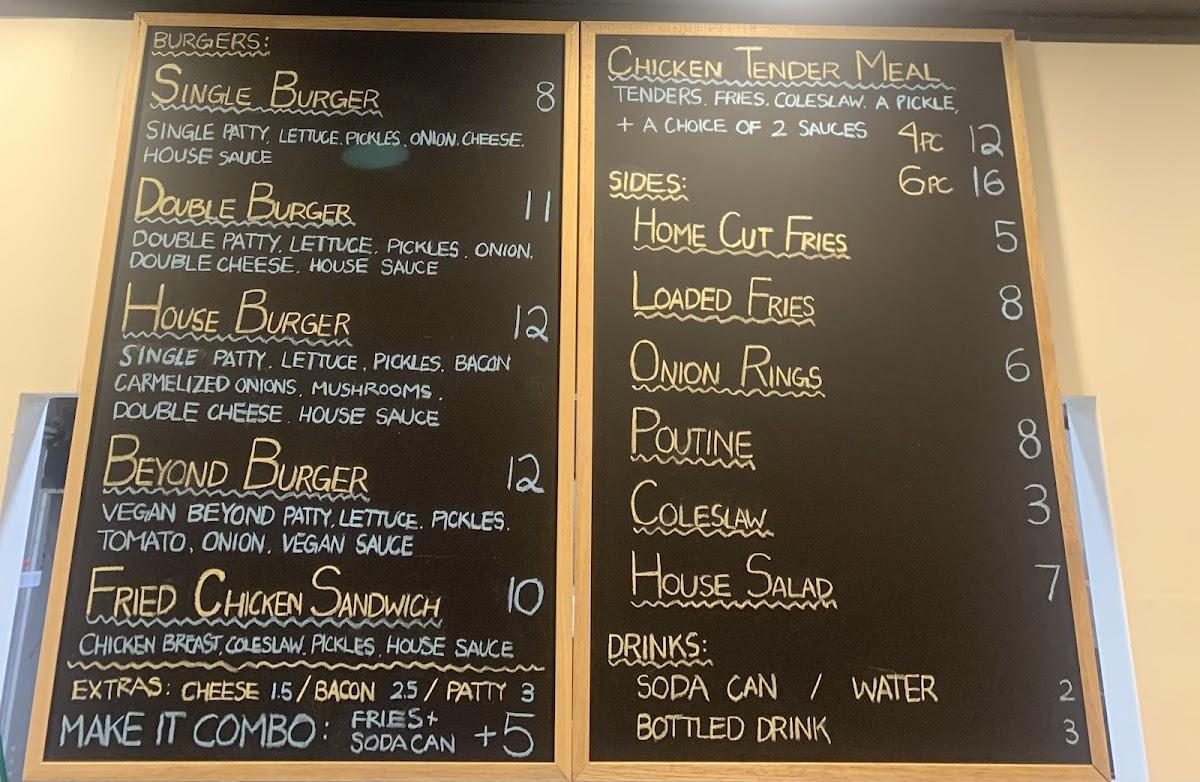 Menu at Simple Burger restaurant, Toronto, 735 Bloor St W