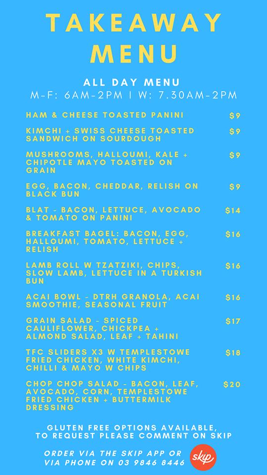 Menu at Down The Rabbit Hole Cafe, Templestowe