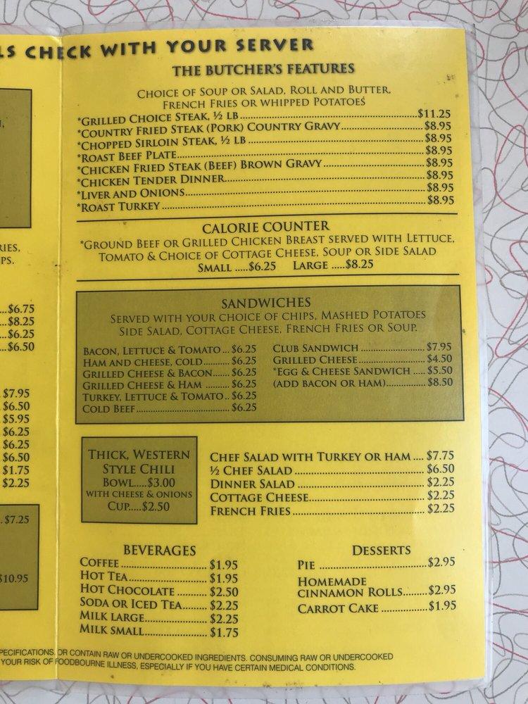 Menu at Butcher Block Cafe, Denver, Washington St