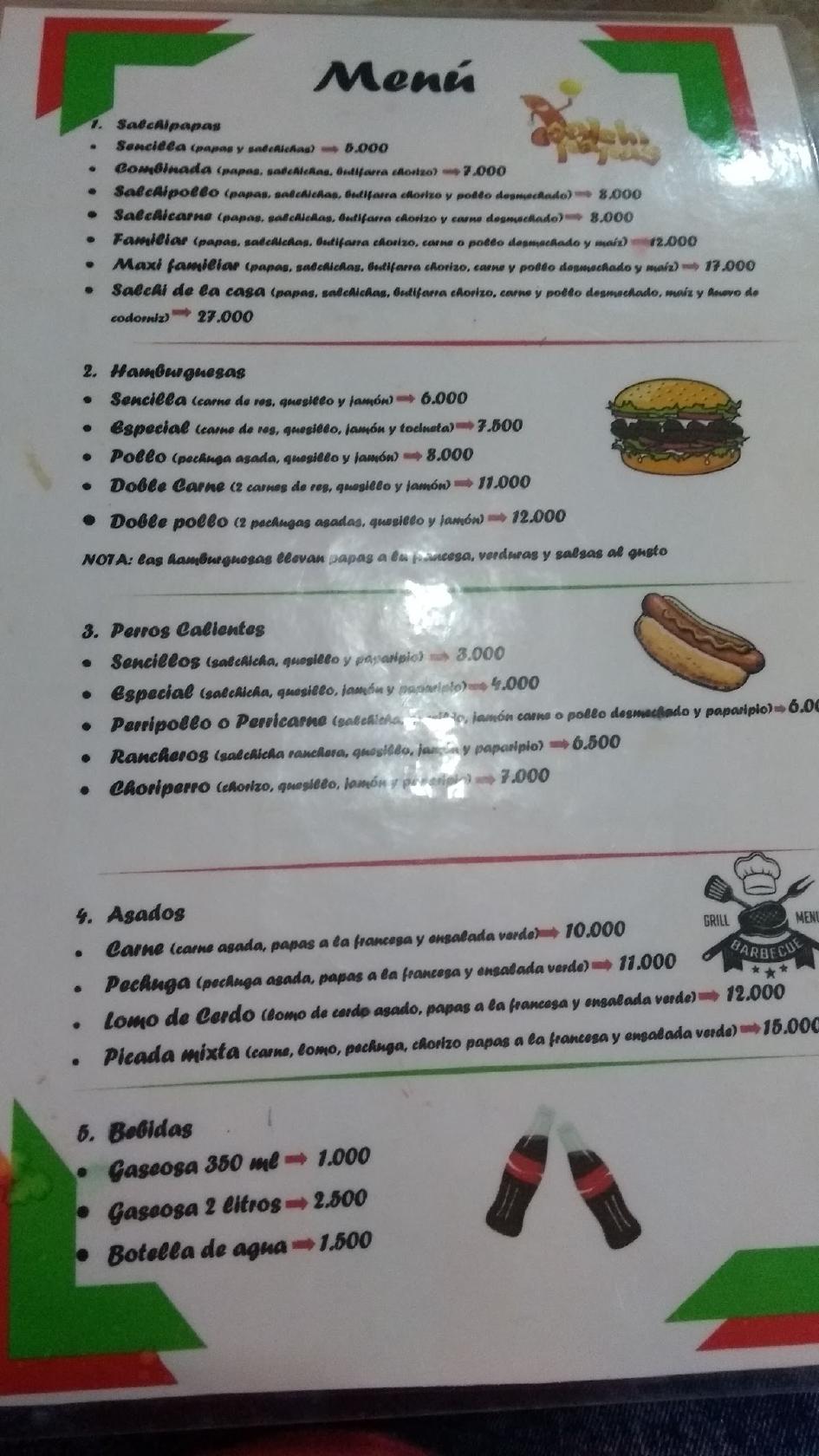 Menu at Comidas rápidas Beraca restaurant, Valledupar