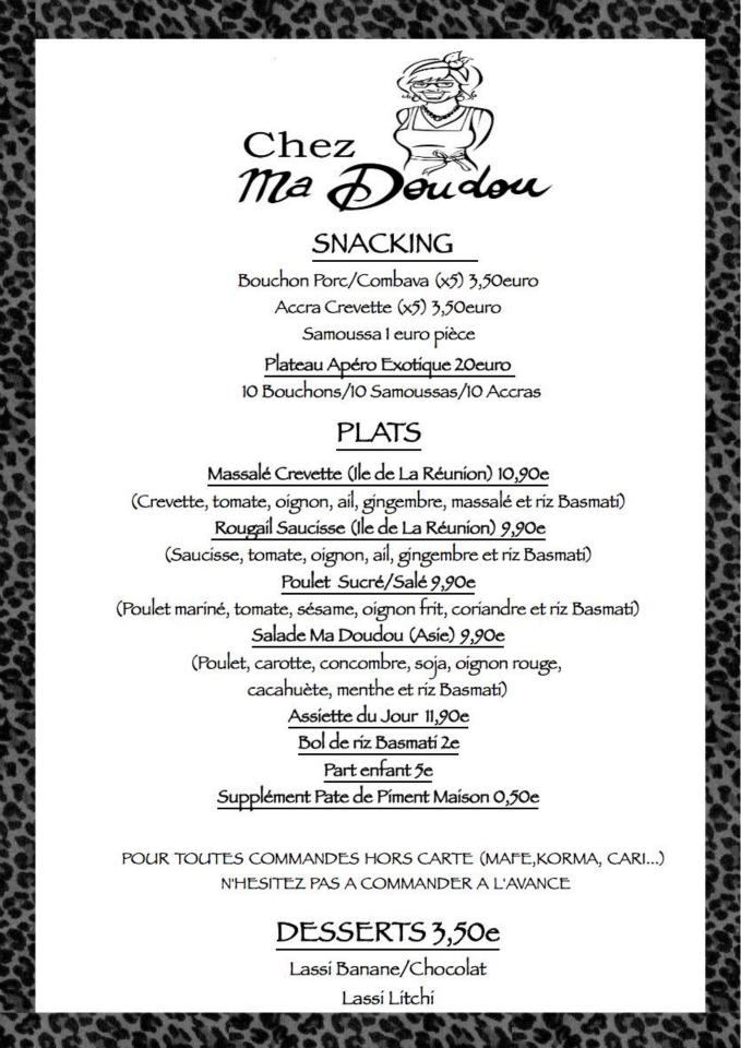 Menu at Ma Doudou restaurant, Biscarrosse