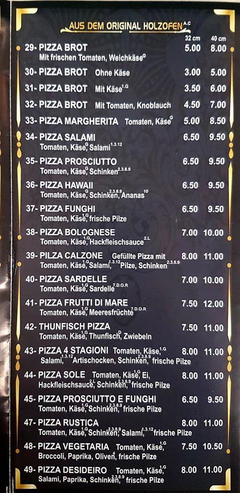 Speisekarte von Pizza Pasta, Nieder-Olm