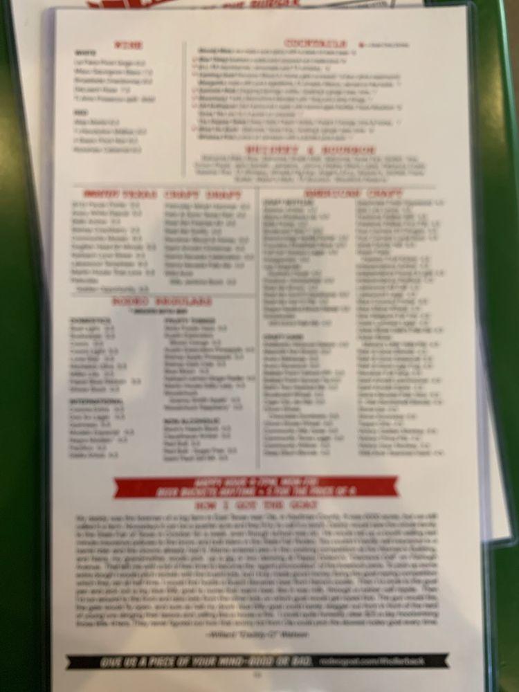 Menu at Rodeo Goat pub & bar, Rockwall