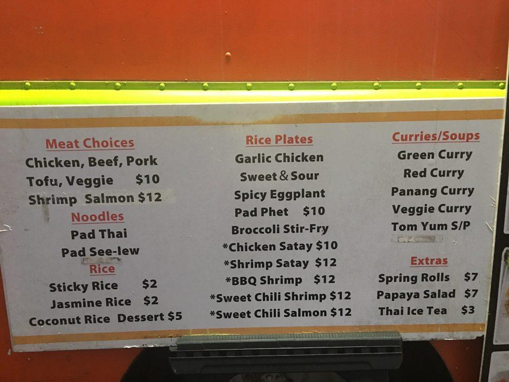 Menu at Original thaifood restaurant, Hauula, 53-534 Kamehameha Hwy