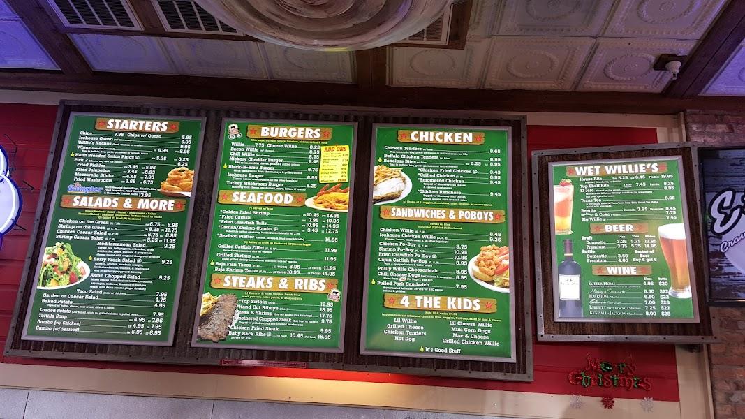 Menu at Willie's Grill & Icehouse restaurant, San Antonio, N Loop 1604 W