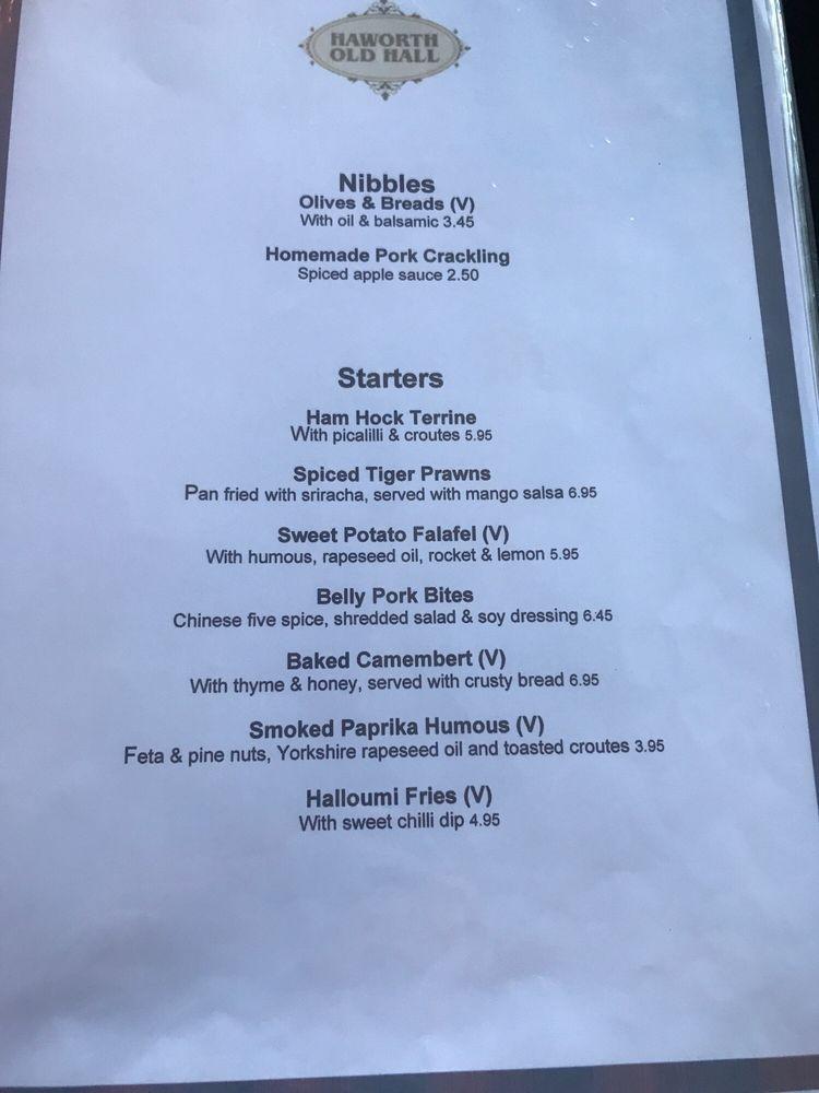 Menu at Haworth Old Hall pub & bar, Keighley, Sun St