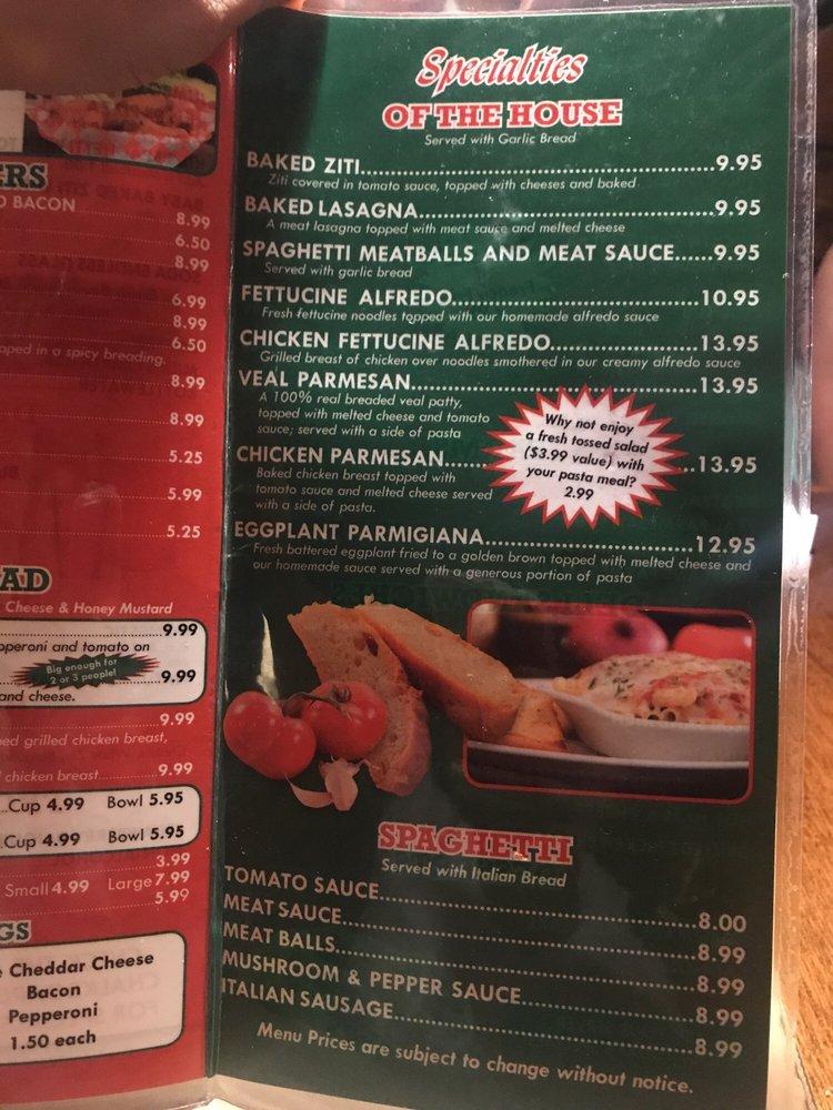 Menu at Ponzetti's Pizza pub & bar, Ocean City, Coastal Hwy