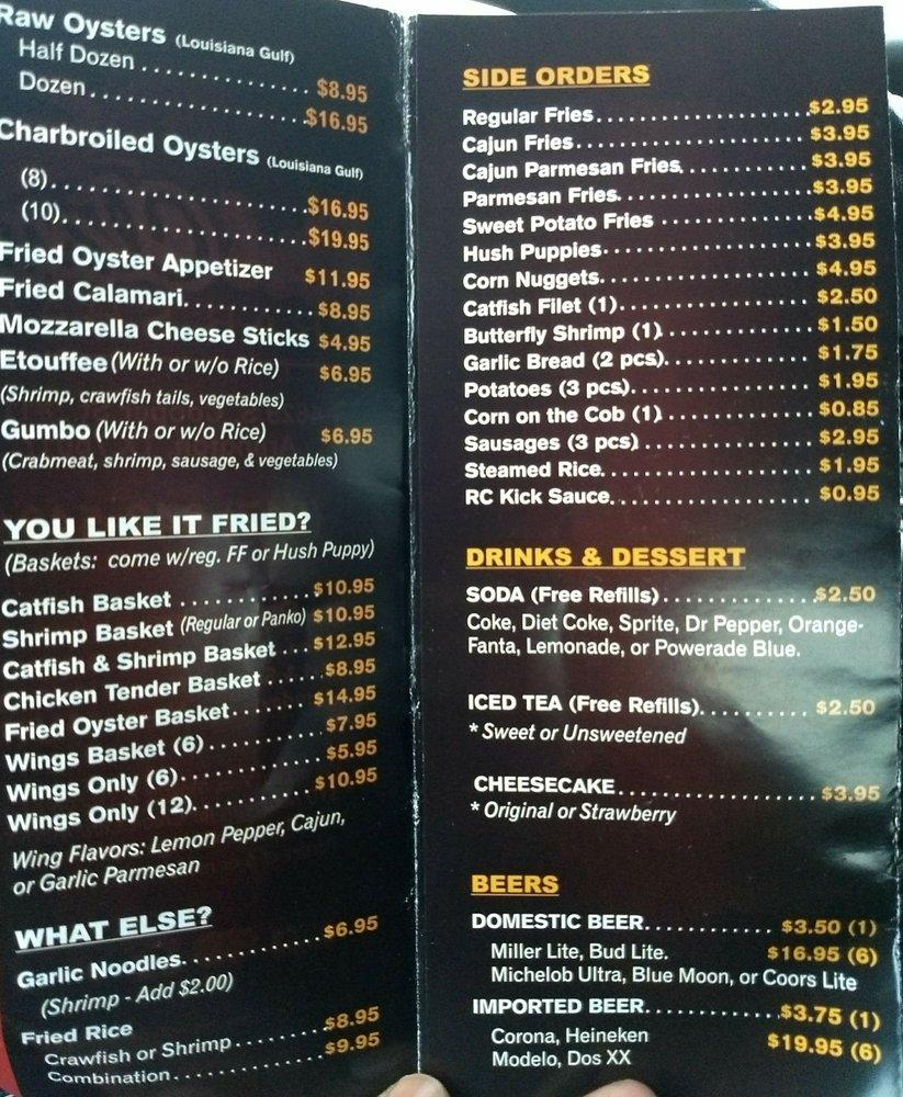 Menu at Red Claws Crab Shack pub & bar, Arlington