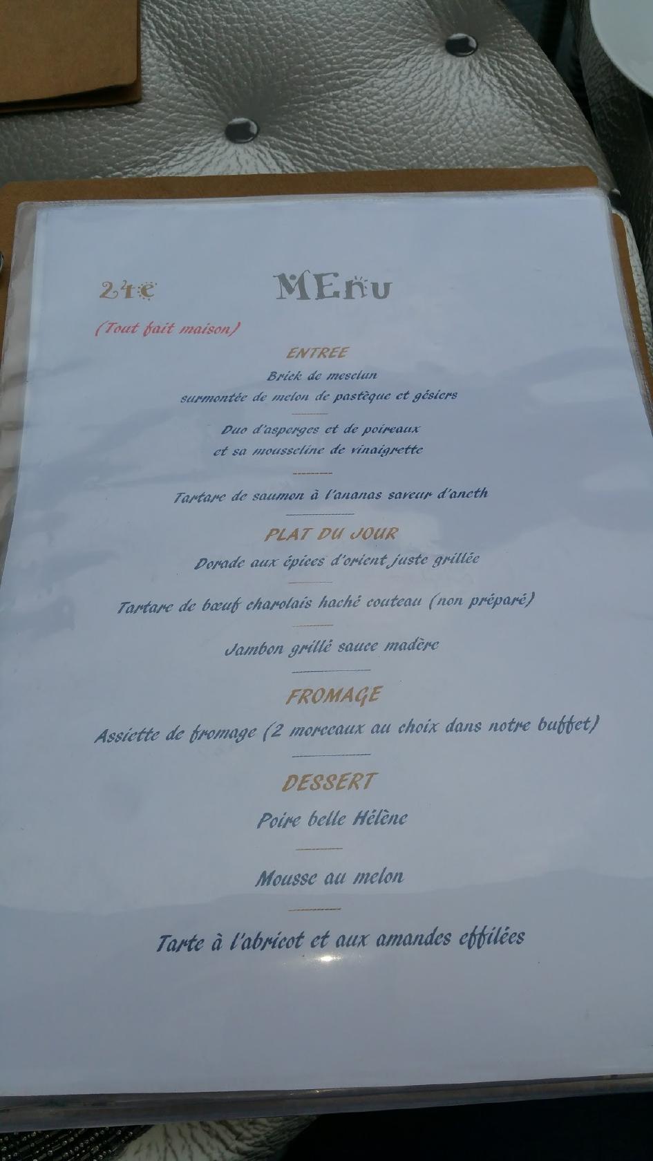 Menu au Le grand bleu restaurant, La Grande-Motte