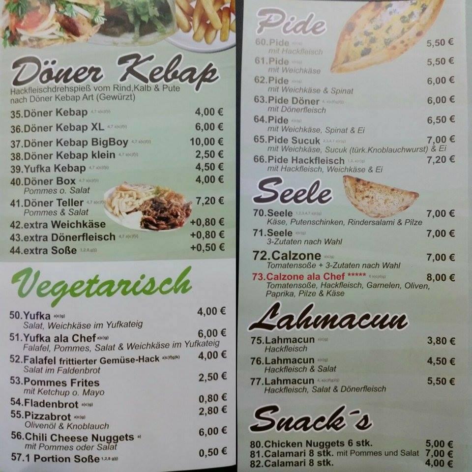 Speisekarte von Tayeb Halal Kebap & Pizzahaus, Sulz am Neckar