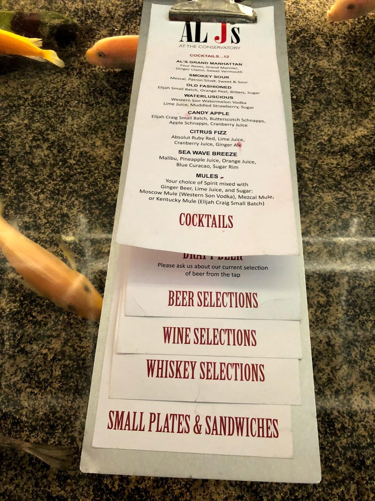 Menu at The Conservatory Bar, Louisville, Galt House