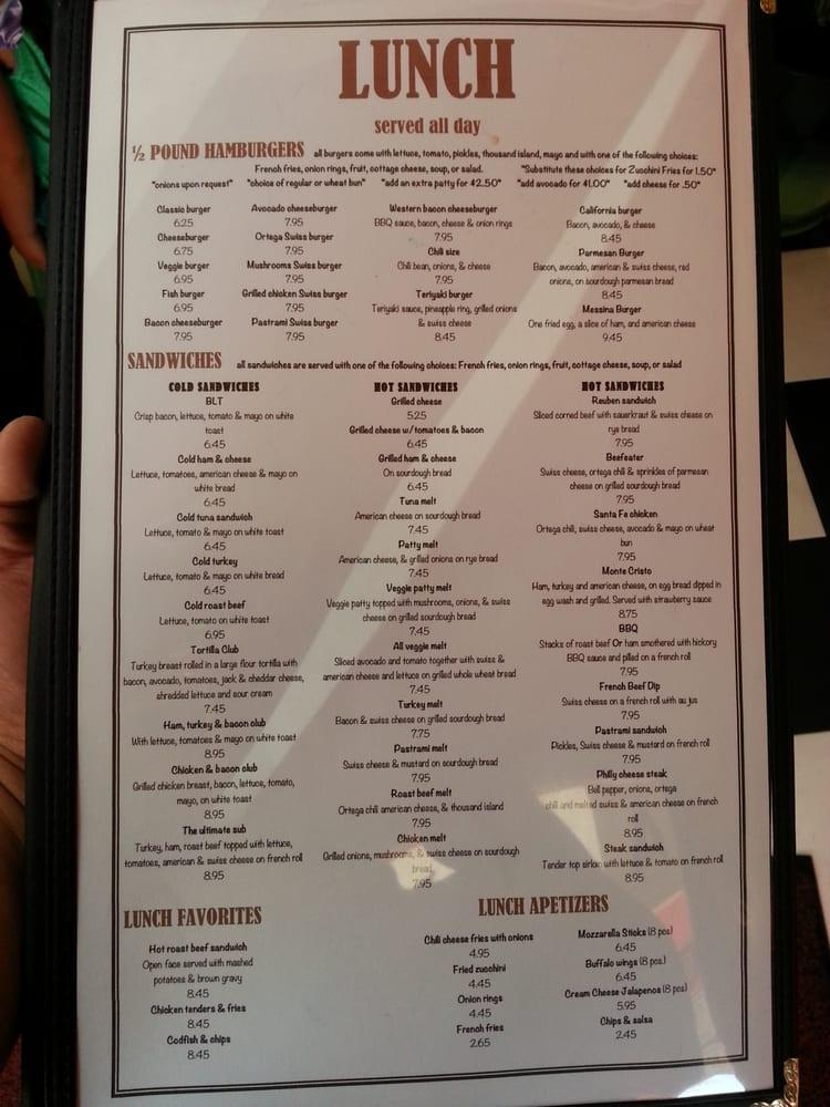 Menu at Amy's Cafe, Riverside