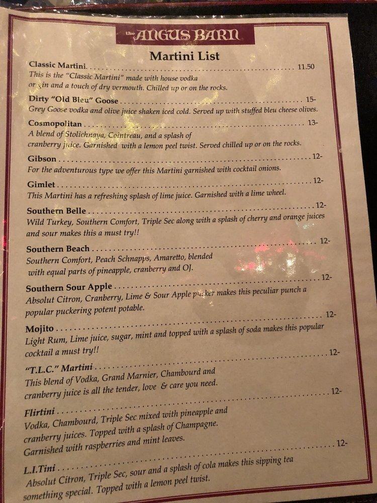Menu at Angus Barn, Raleigh, Glenwood Ave