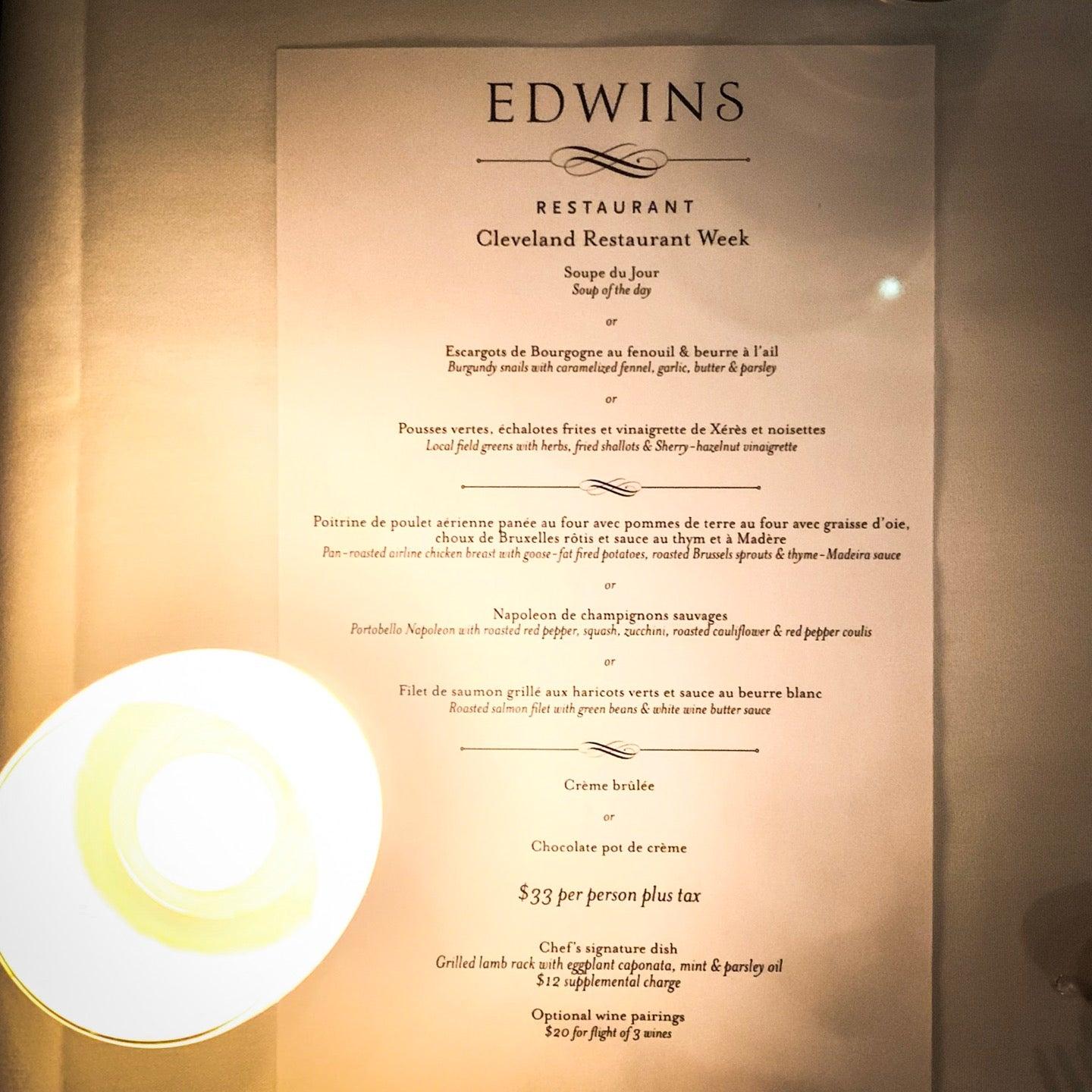 Menu at EDWINS Leadership & Restaurant Institute, Cleveland
