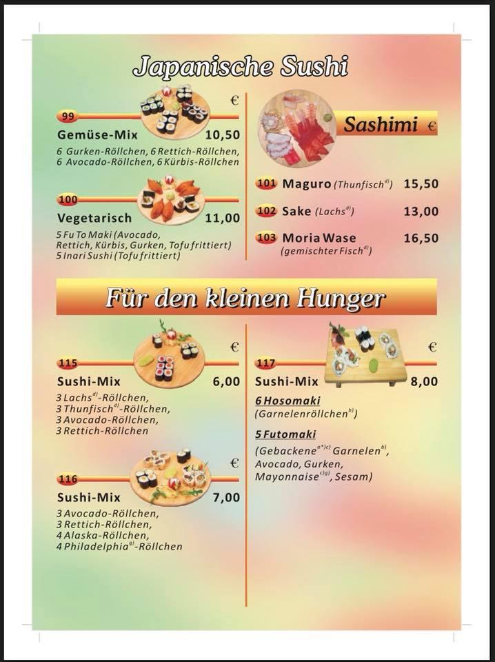 Menu at Hong Kong Bistro & Sushi Bar, Bamberg